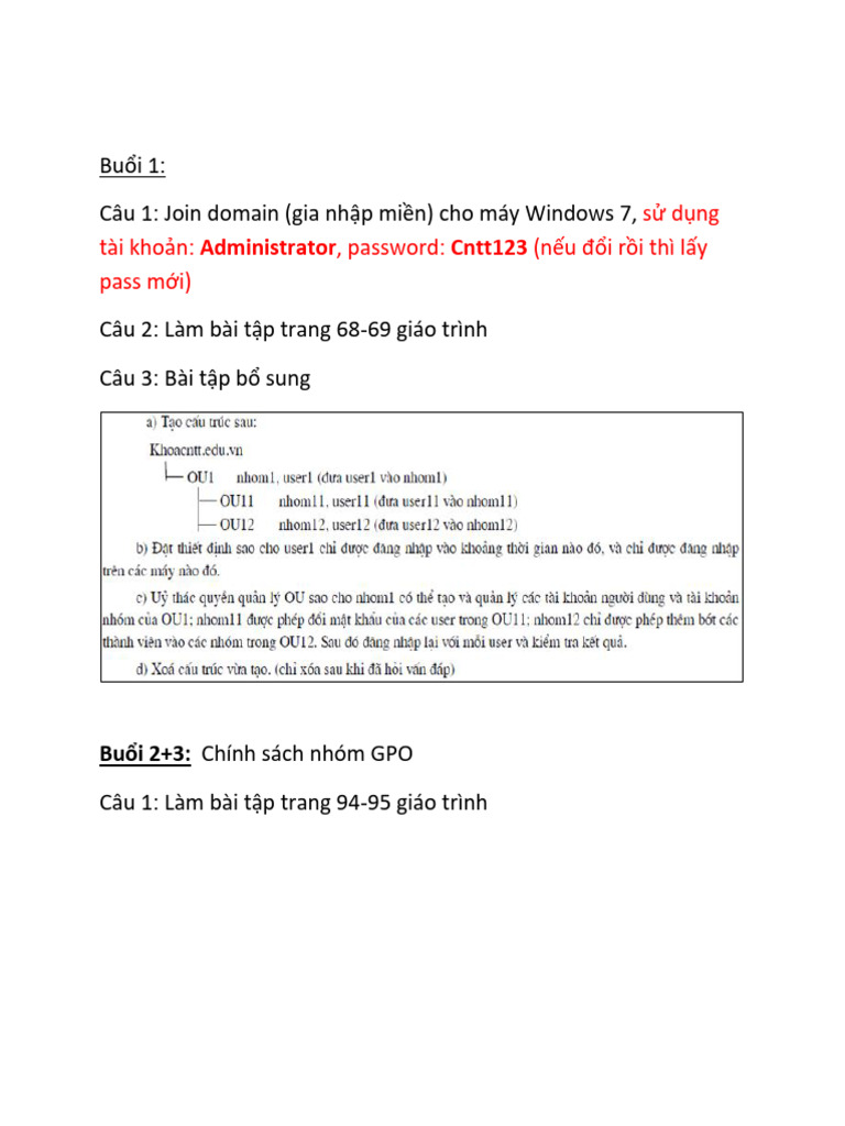 Noi Dung Cac Buoi Thuc Hanh | PDF