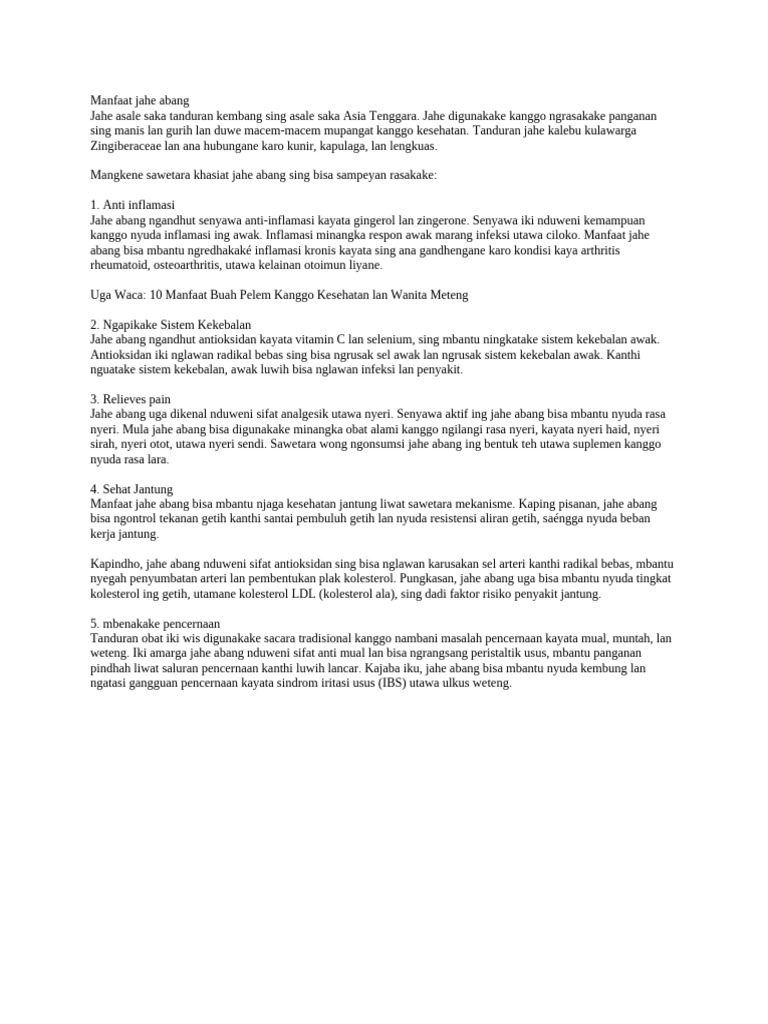 Manfaat Jahe Abang | PDF