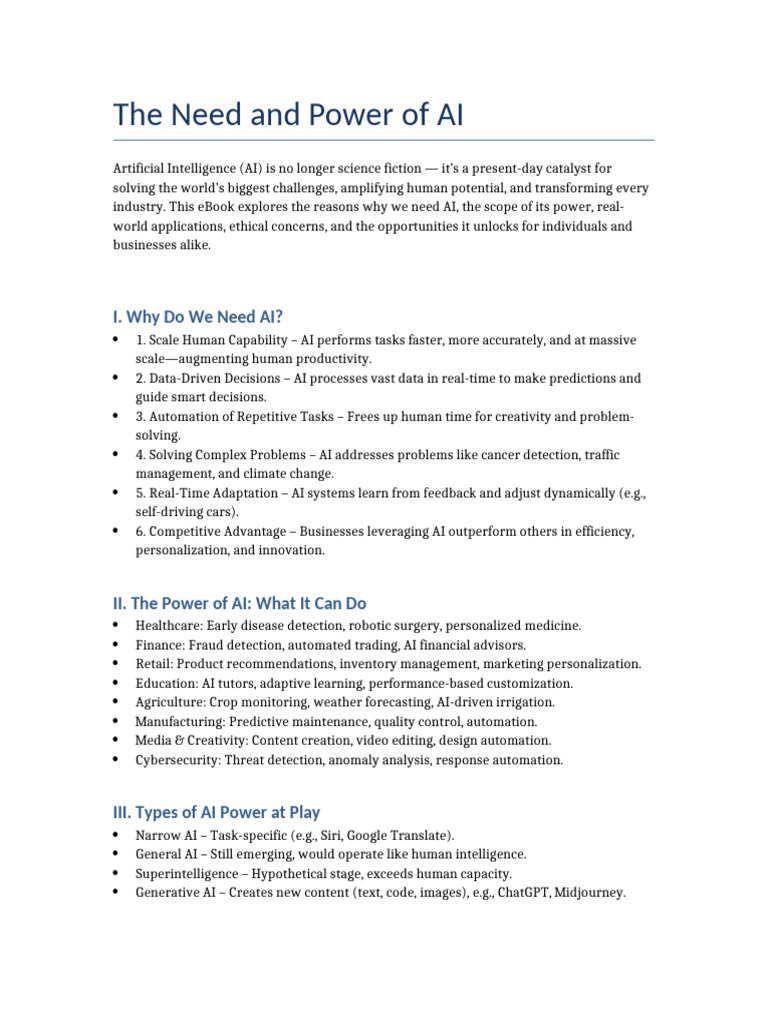The Need and Power of AI Ebook | PDF | Artificial Intelligence ...