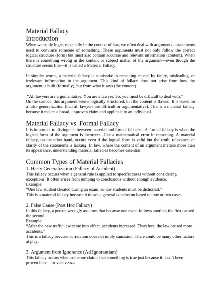 Understanding Material Fallacies in Law | PDF | Fallacy | Argument