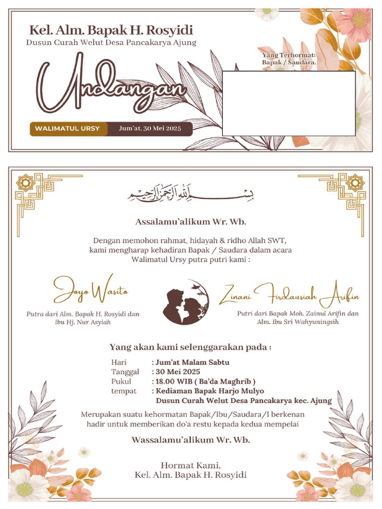 UNDANGAN WALIMATUL URSY | PDF