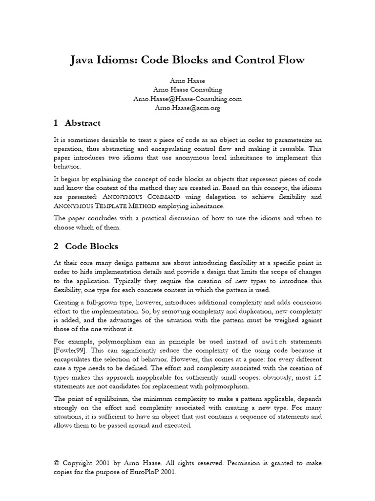 Java Idioms Code Blocks and Control Flow 1l9hxpj2g0 | PDF | Inheritance (Object Oriented ...