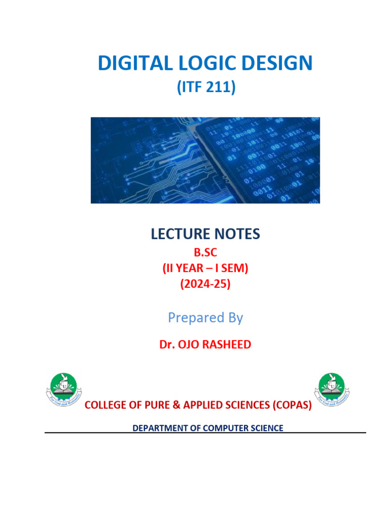 Ift 211 - Digital Logic Design - Lecture Note | PDF | Computer ...