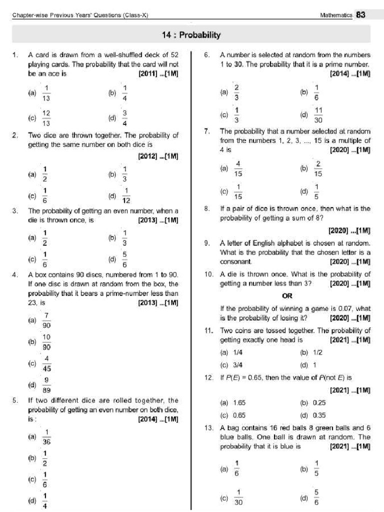 Unit-14-Probability Questions | PDF