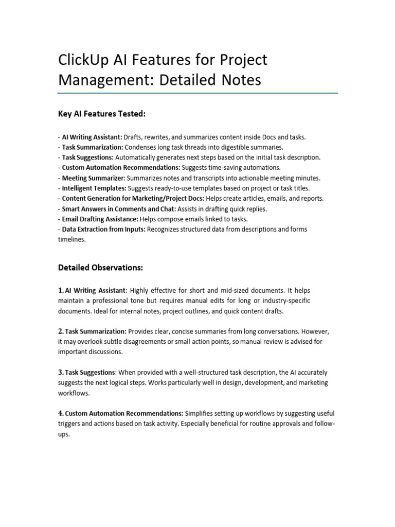 ClickUp - AI Features - Week 3 | PDF | Artificial Intelligence ...