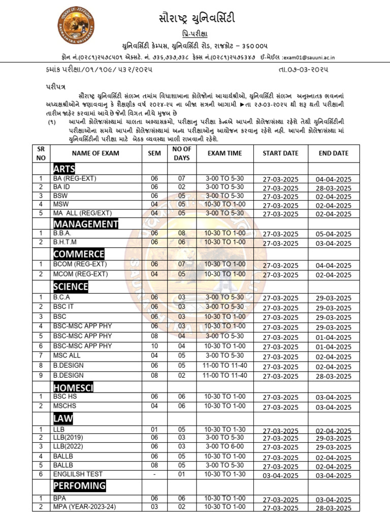 Ug Sem06 PG Sem4 Exam Date Circular 20250307170954 688 | PDF