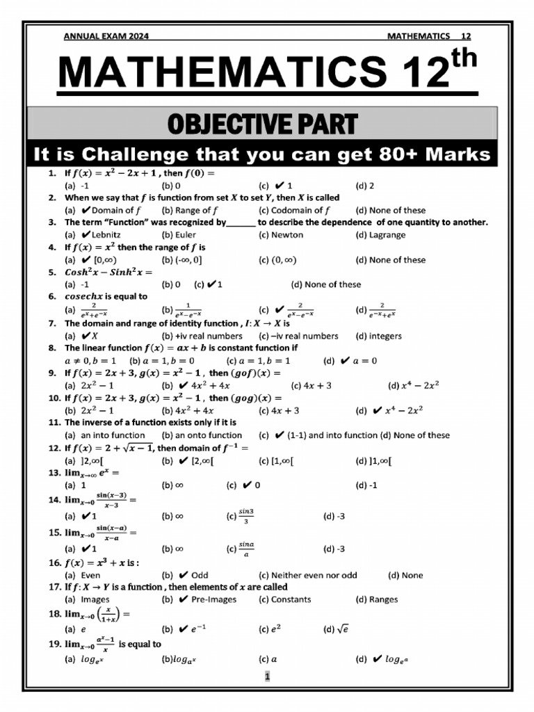 2nd Year Math Final Guess Paper 2024 | PDF