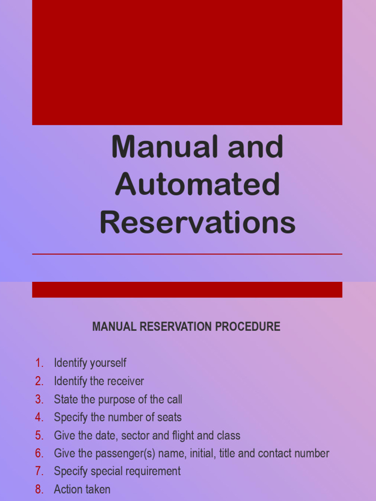 5-Manual and Automated Reservations | PDF | Airlines | Civil Aviation