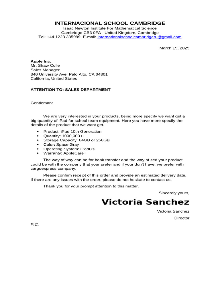 Order Letter | PDF