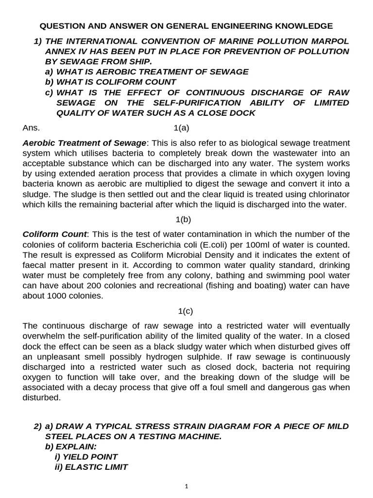 General Engineering Knowledge Questions and Answers | PDF | Pump | Deformation (Engineering)
