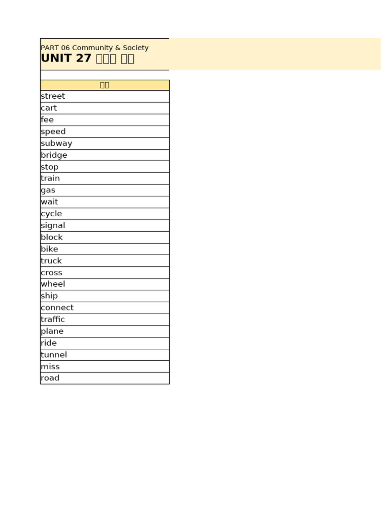 중학어휘끝 필수 Unit27 어휘테스트 영한 | PDF
