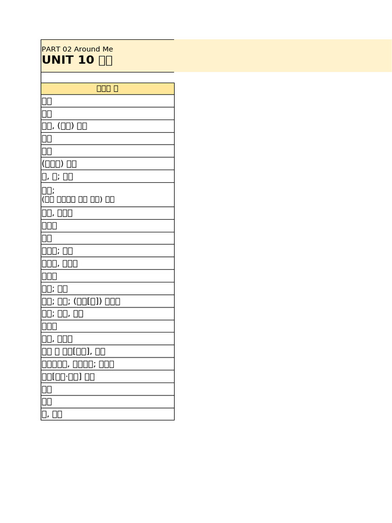 중학어휘끝 필수 Unit10 어휘테스트 한영 | PDF