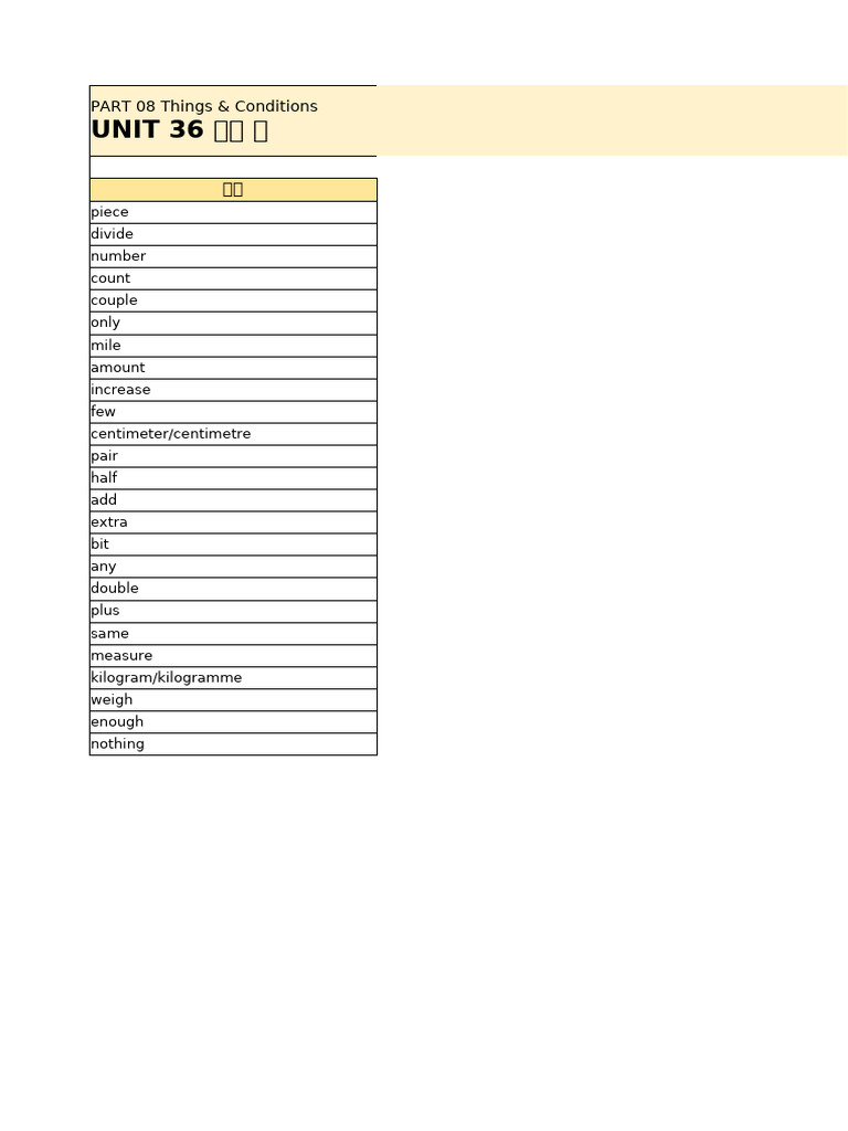 중학어휘끝 필수 Unit36 어휘테스트 영한 | PDF