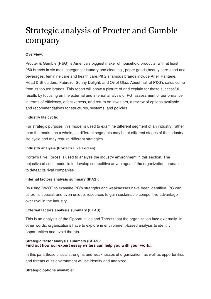 Strategic Analysis of Procter and Gamble Company | Download Free PDF ...