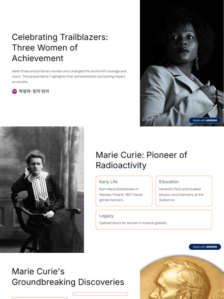 Celebrating Trailblazers Three Women of Achievement | PDF | Marie Curie