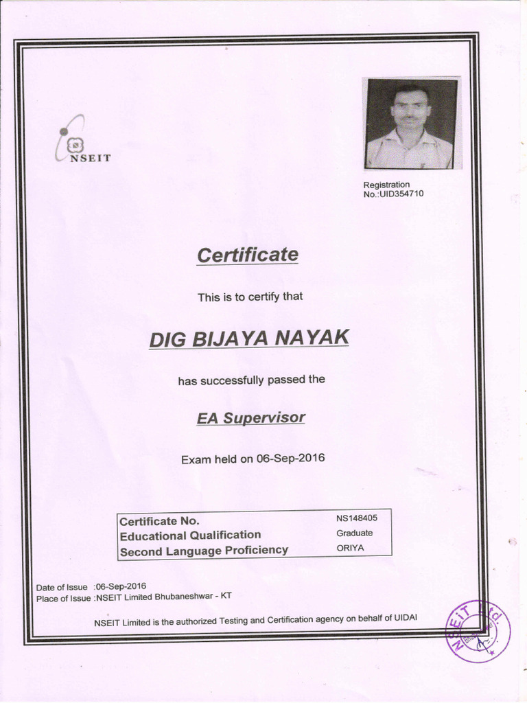 Supervisor Cert | PDF