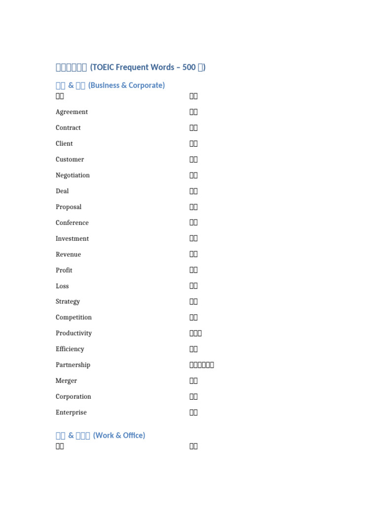 TOEIC Vocabulary | PDF