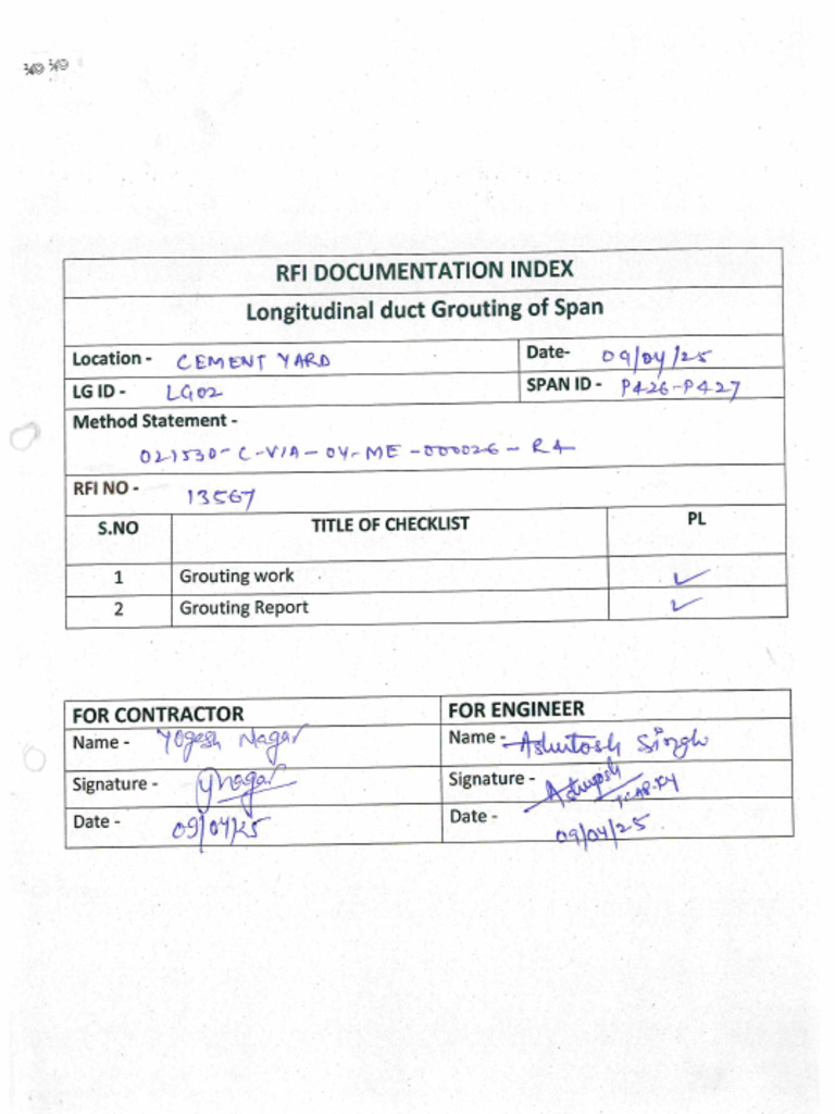 P426-427 Grouting RFI | PDF