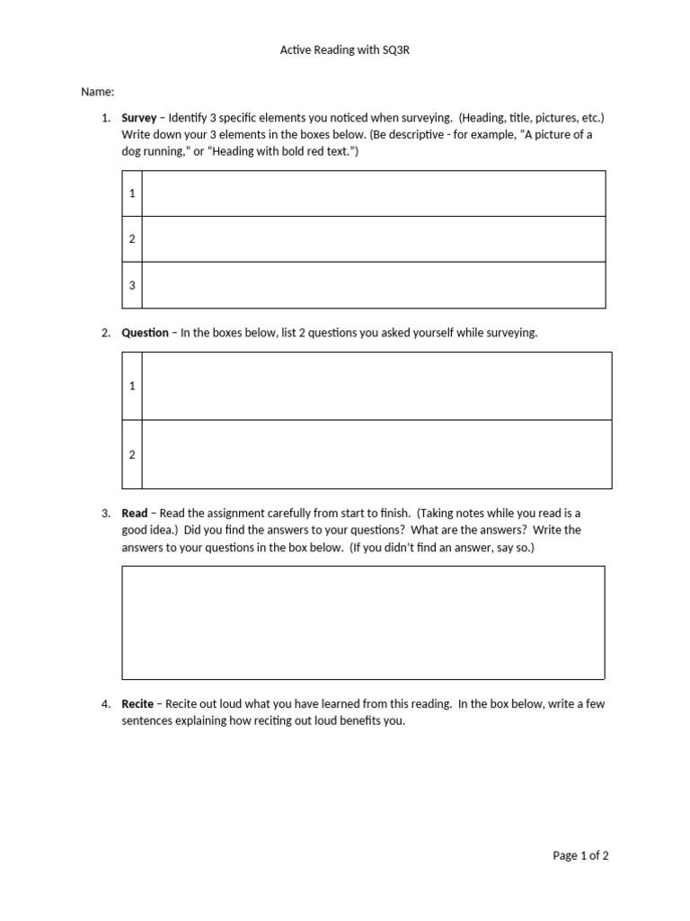 Active Reading With SQ3R | PDF