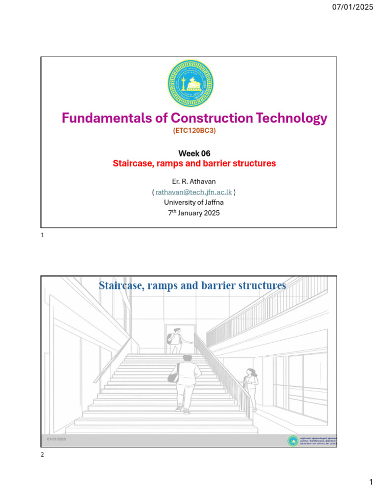 Staircase, ramps and barrier structures week 6 | PDF | Stairs