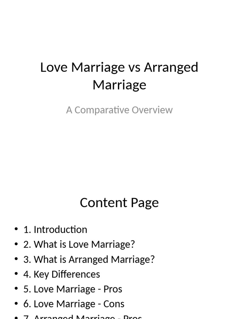 Love vs Arranged Marriage Presentation | PDF
