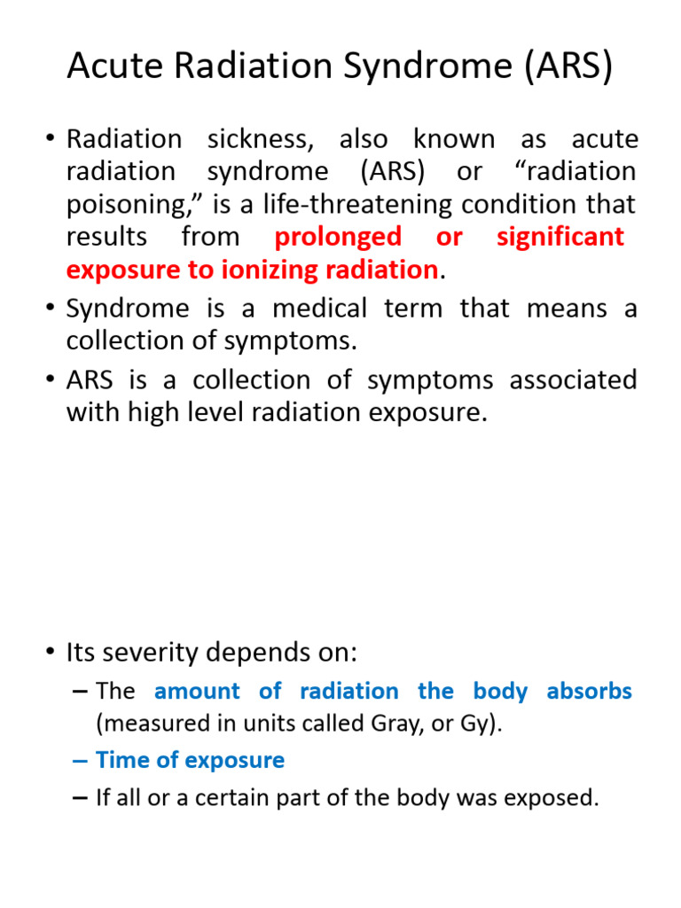 Acute Radiation Syndrome (ARS) | PDF | Acute Radiation Syndrome ...
