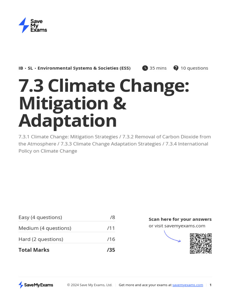 Climate-Change-Mitigation-And-Adaptation Questionbank | PDF | Climate ...