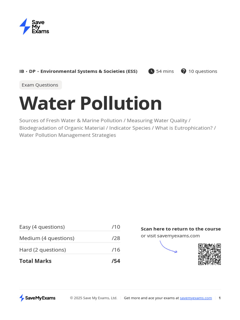 4-4-Water-Pollution Questionbank | PDF | Eutrophication | Earth Sciences