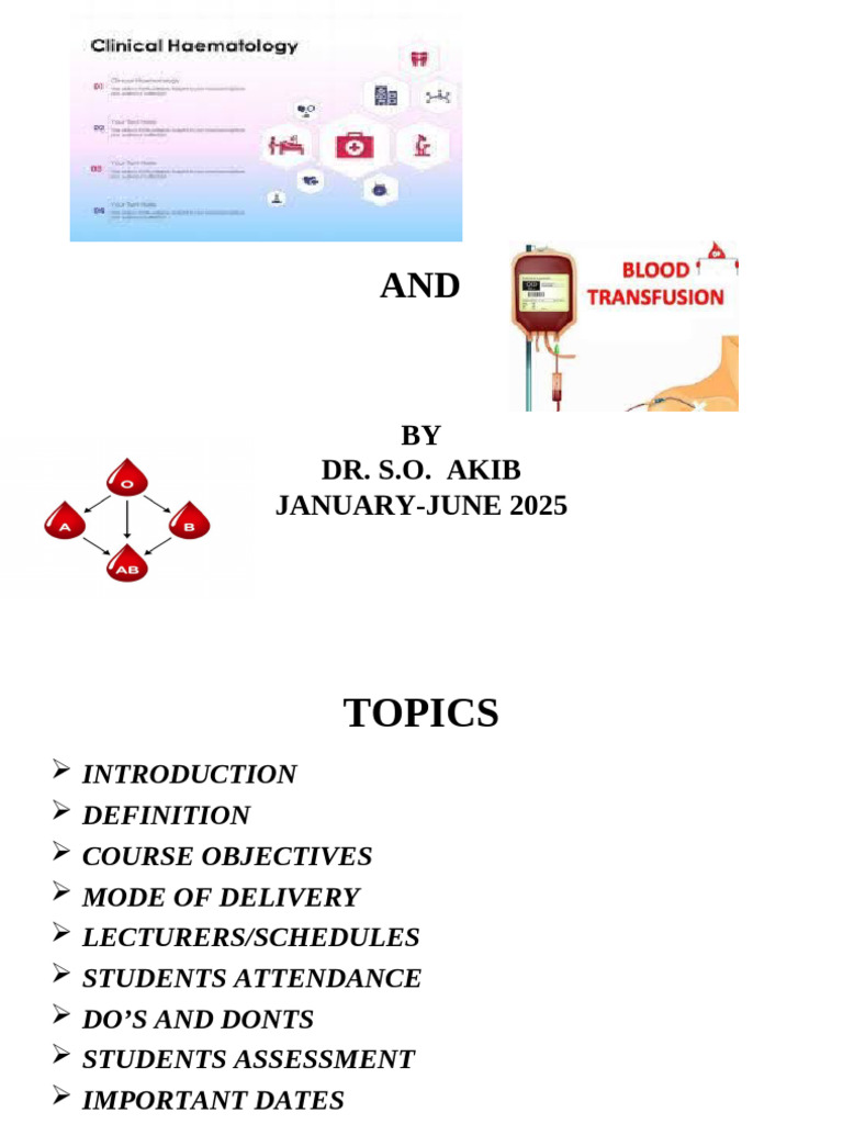 Introduction to Haematology Course | PDF | Anemia | Blood