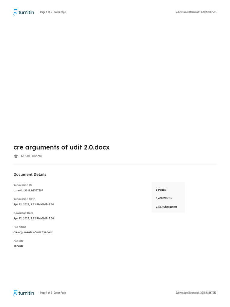 Cre Arguments of Udit 2.0 | PDF | Turnitin | Breach Of Contract