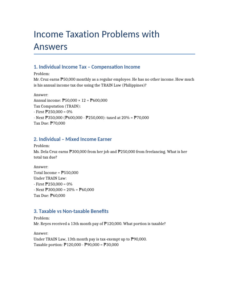 Income Tax Problems and Solutions Guide | PDF | Taxes | Capital Gains Tax