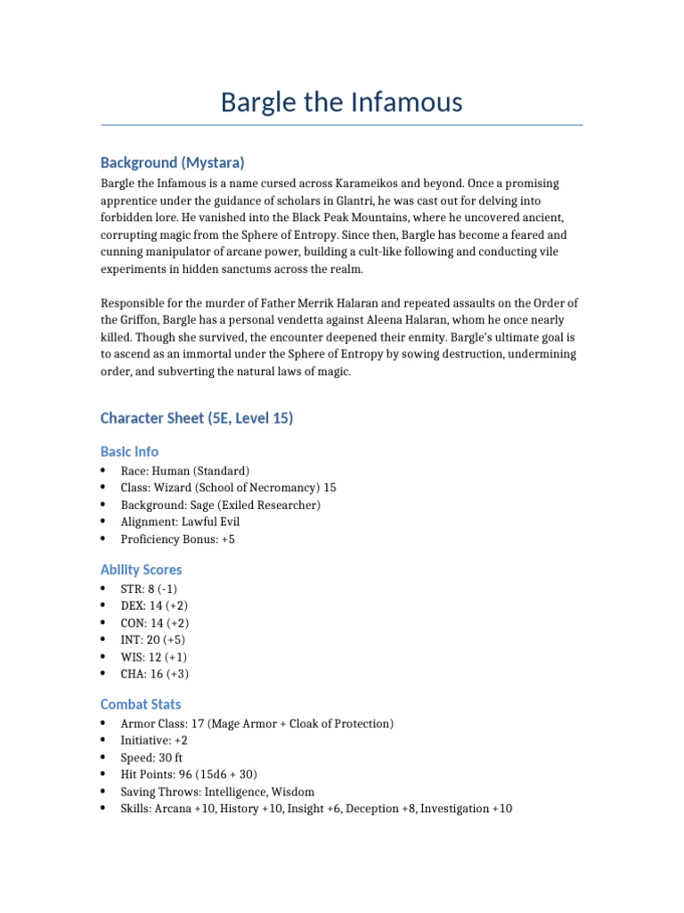 Bargle_the_Magic_User_5E_Character_Sheet | PDF | Gary Gygax Games | D20 ...