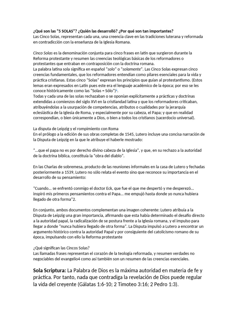 Las 5 Solas de la Reforma Protestante | PDF | Sola Fide | protestantismo