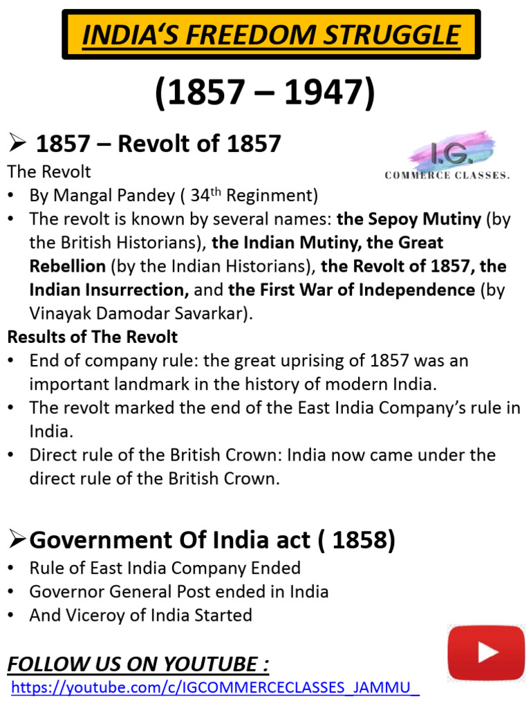 Freedom Struggle Upto LUCKNOW PACT | PDF | British Raj | Indian ...