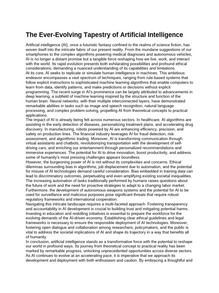 Generate An Essay About AI | PDF | Artificial Intelligence ...