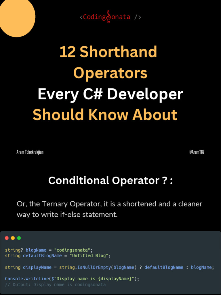 12 Shorthand Operators in C# Every Developer Should Know Ab | PDF | C Sharp (Programming ...