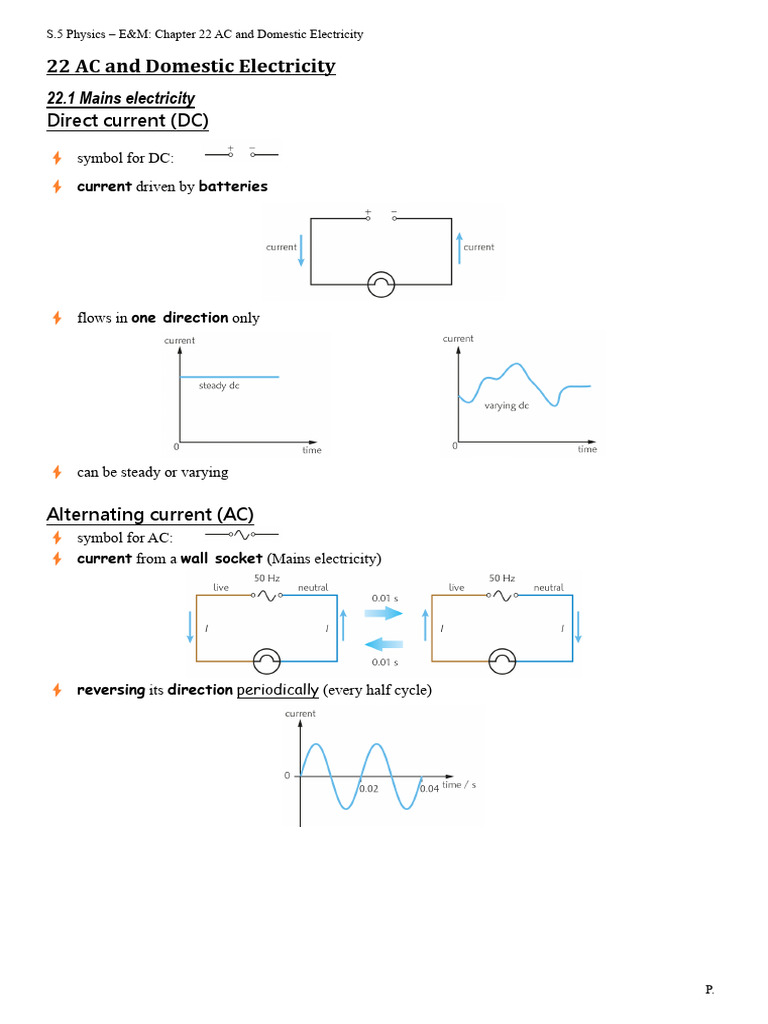 E&M 3 - AC and Domestic Electricity | PDF | Mains Electricity | Alternating Current
