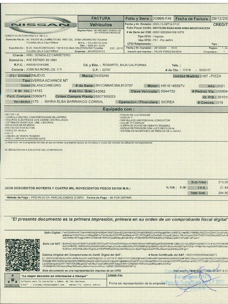 Factura Versa | PDF