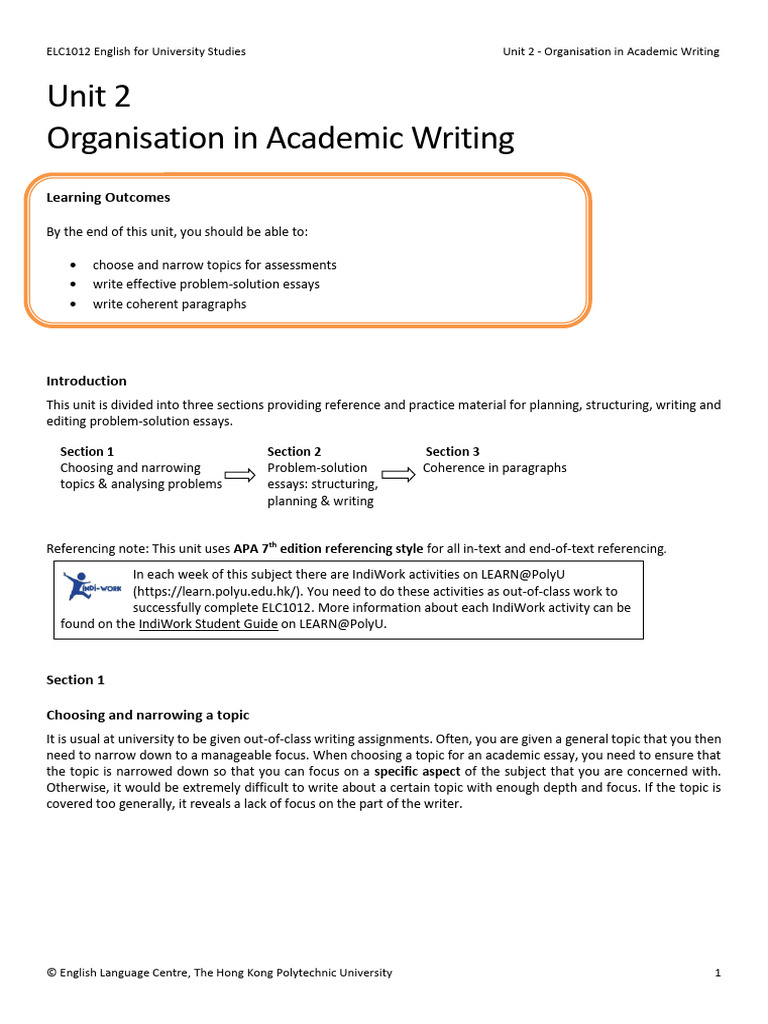 Unit 2 Organisation in Academic Writing | PDF | Cost Of Living | Sleep