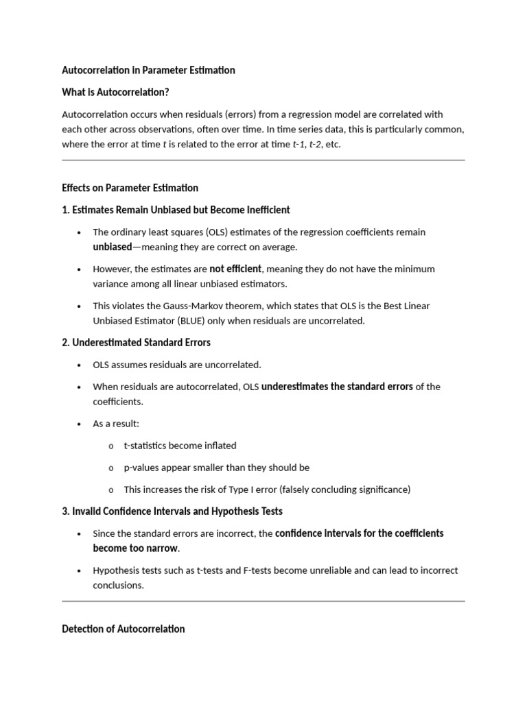 Autocorrelation in Parameter Estimation | PDF | Autocorrelation | Errors And Residuals