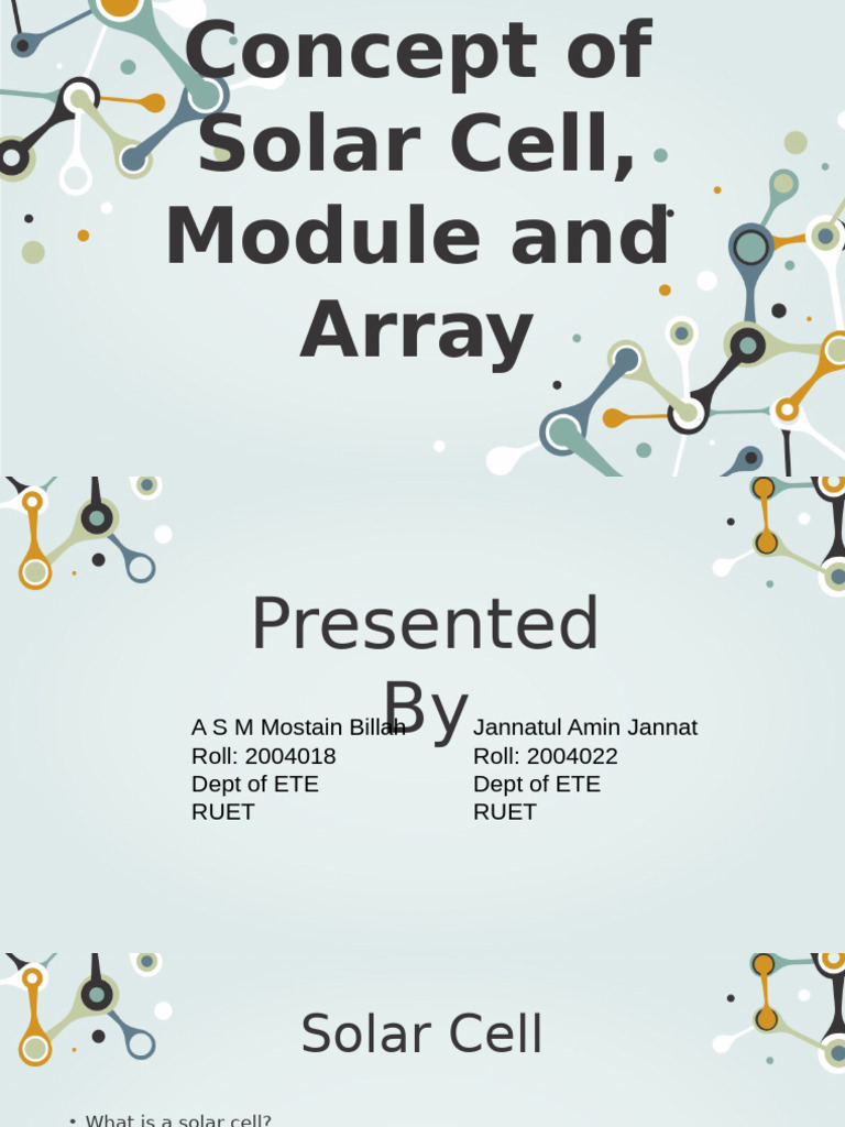 Solar Cell, Module and Array | PDF | Photovoltaics | Solar Cell