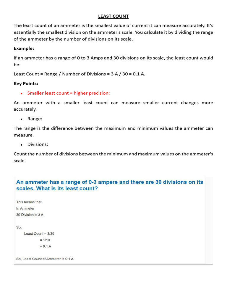 Understanding Ammeter Least Count | PDF
