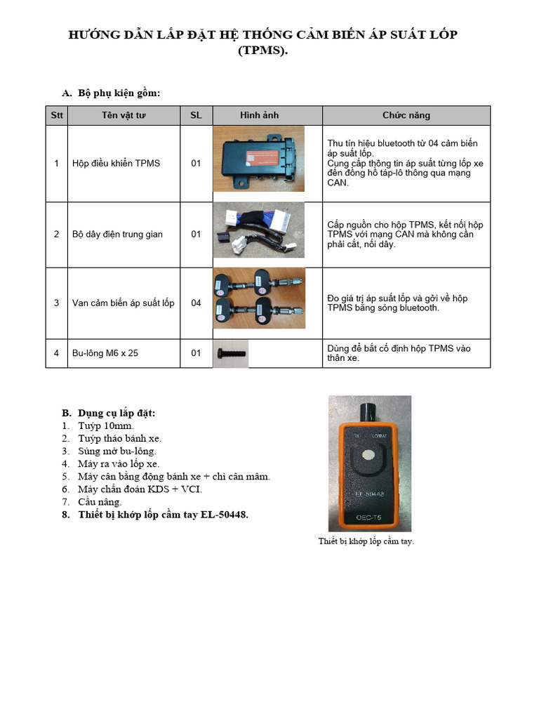 huong dan lap dat TPMS | PDF
