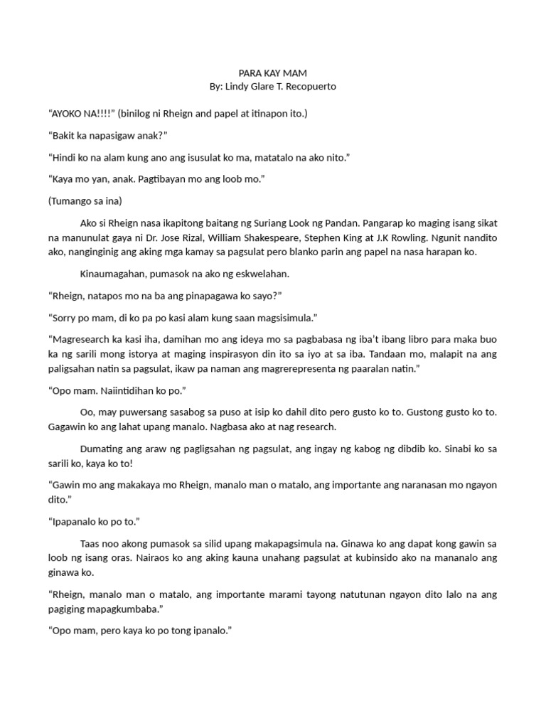 Para Kay Mam - Rheign | PDF