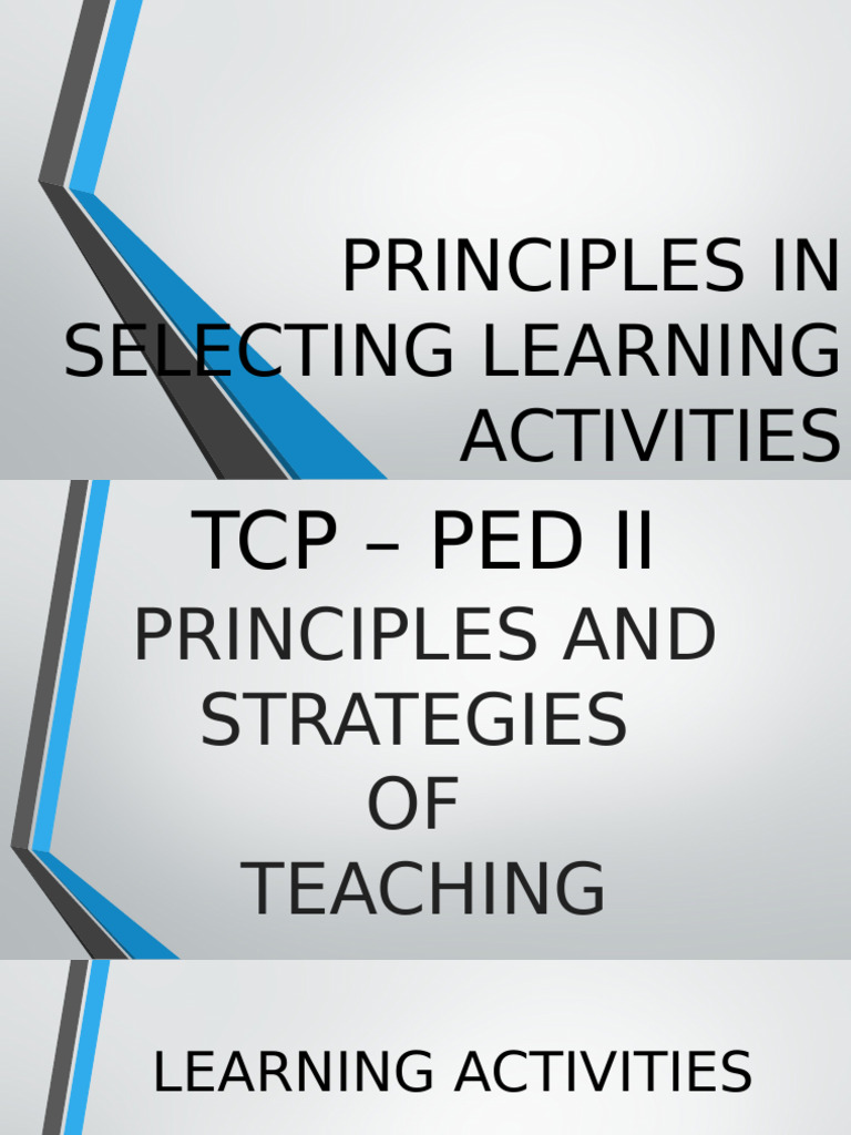 TCP Ped Ii Repport Principles in Selecting Learning Activities | PDF
