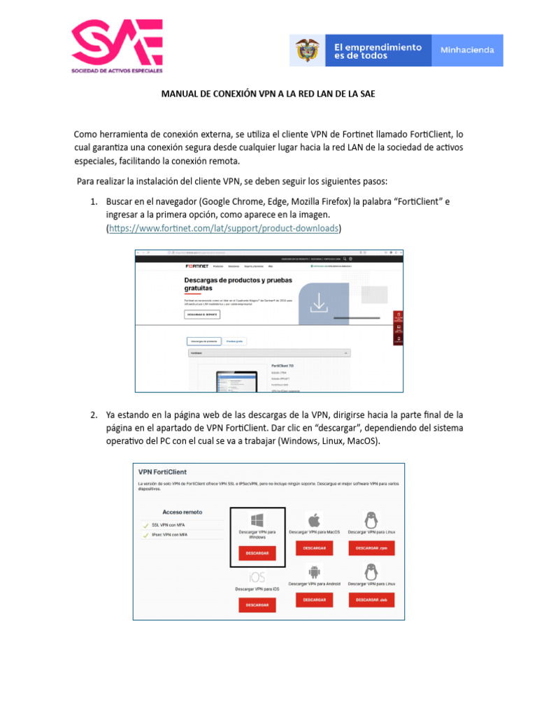 MANUAL DE CONEXIÓN VPN A LA RED LAN SAE SAS (1) | PDF | Red privada ...