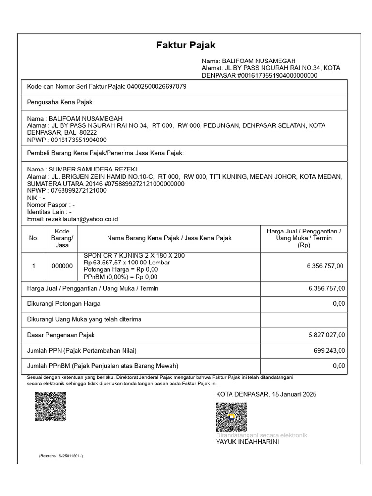Contoh Faktur Pajak Sebuah Perusahaan | PDF