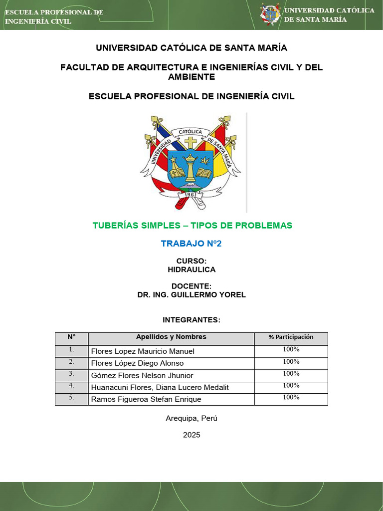 Trabajo 2 Hidr. Ver. | PDF | Numero Reynolds | Transporte
