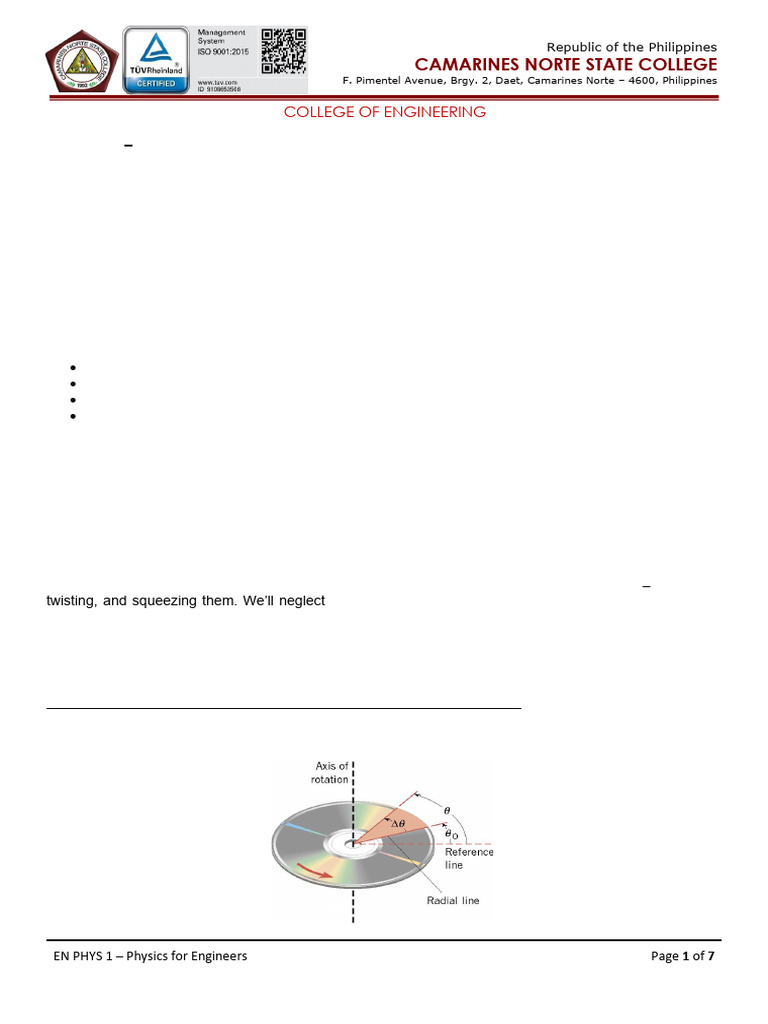 P4a - Kinematics of Rotation | PDF | Rotation Around A Fixed Axis | Angle