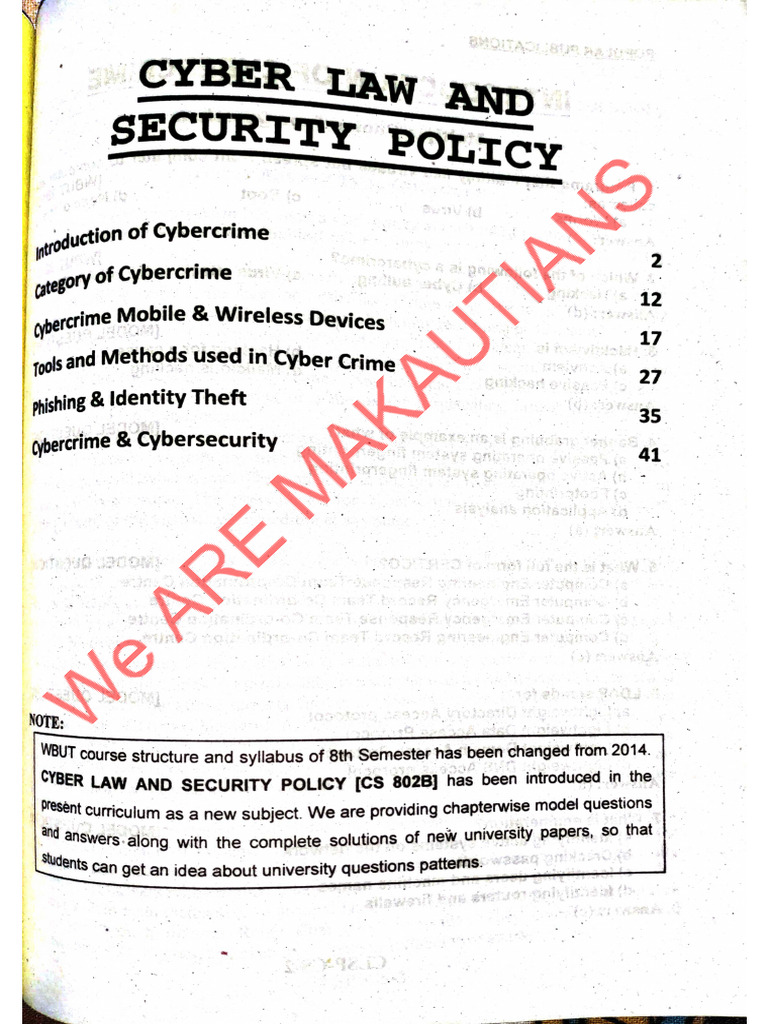 Cyber Law and Ethics (OEC-CS801B) | PDF